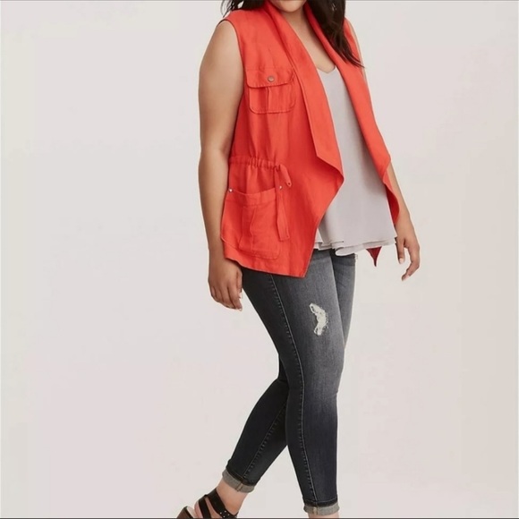 torrid | Tops | Torrid Linen Blend Utility Vest Size 2 | Poshmark